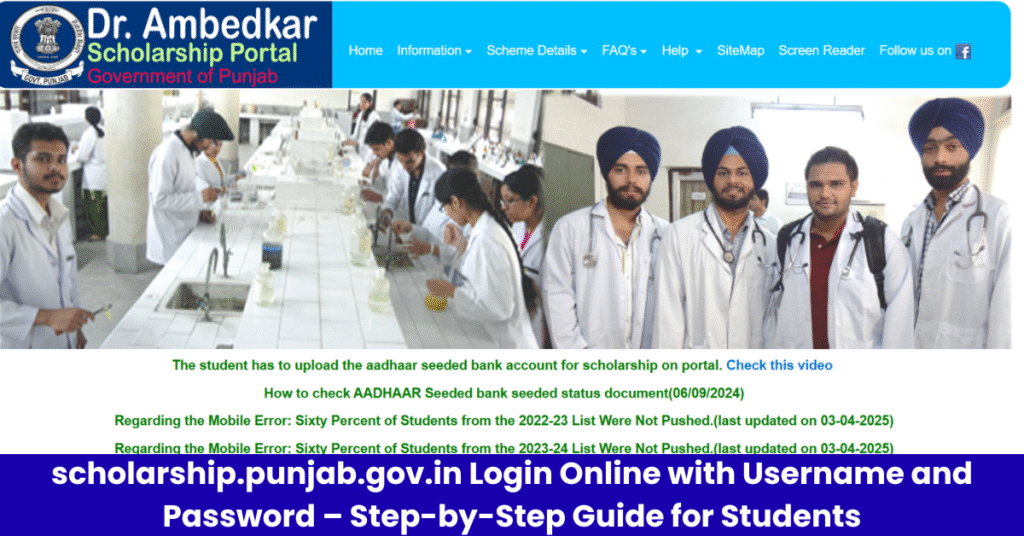 scholarship.punjab.gov.in Login Online with Username and Password ...
